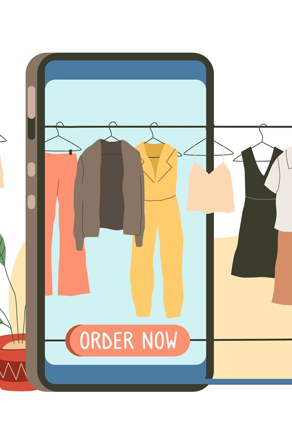 Online shopping. Huge smartphone with order now text on scre