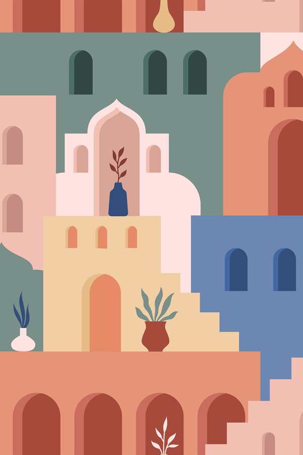 Abstract architecture. Minimalist geometric building shapes