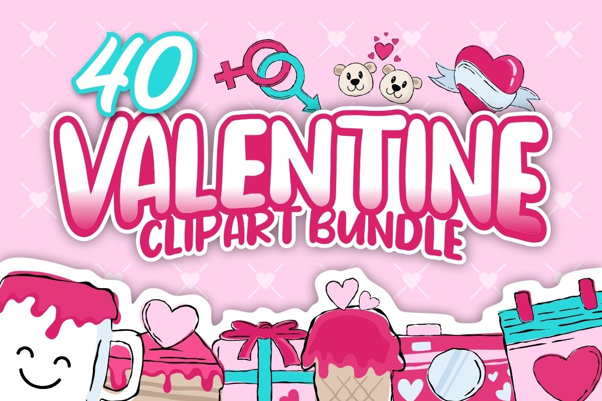 Valentine Clipart Elements Bundle Vector, Valentine's Day