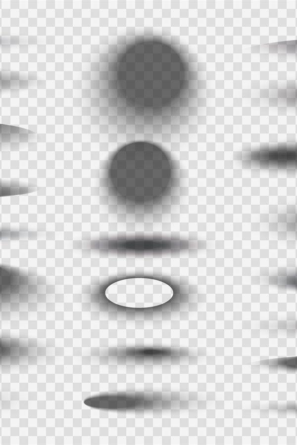 Oval round shadows. Circular realistic transparent gradient