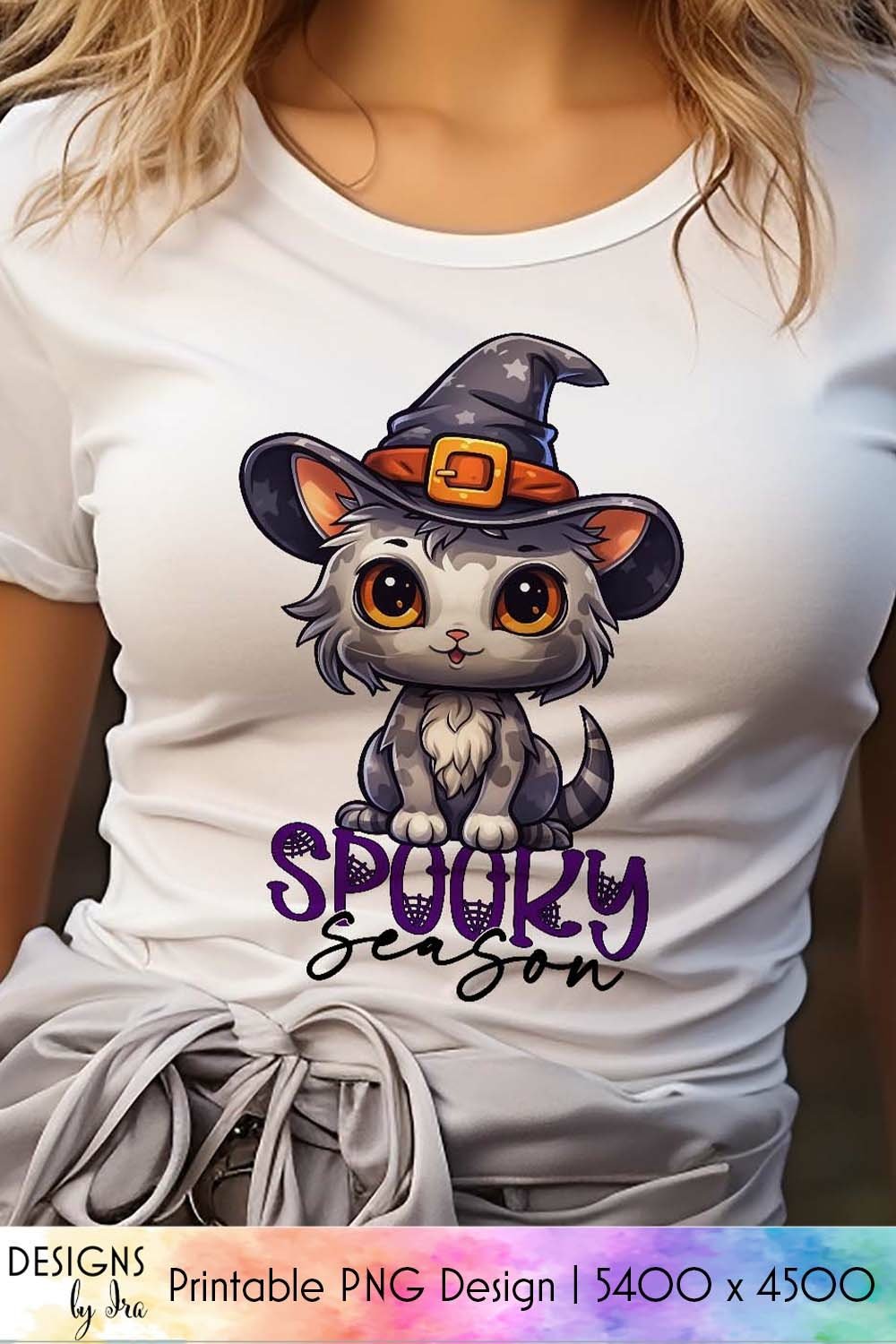 Spooky Season Witch Cat Print | Halloween Cat in Witch Hat