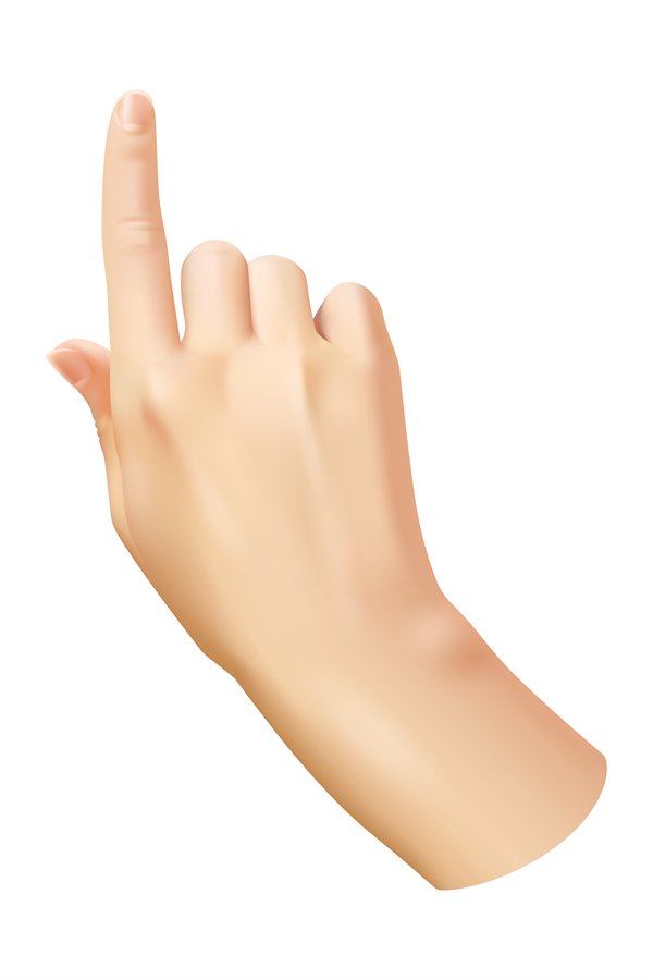 Human hand pointing finger. Realistic hand woman arm, choice