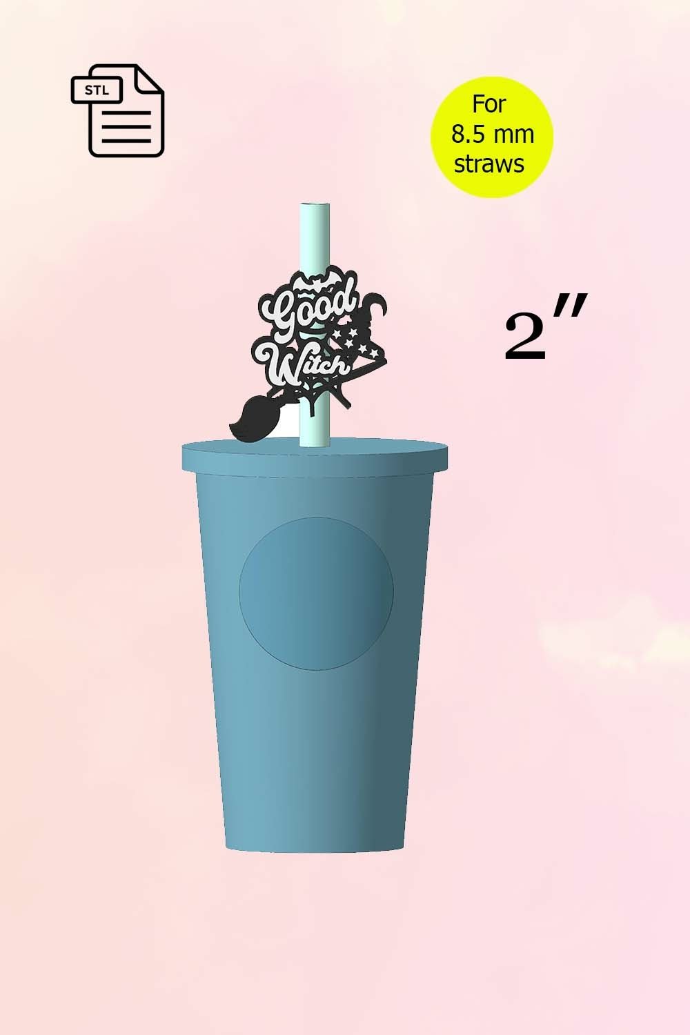 Good Witch, Helloween Straw Topper Stl File for 3D Printing.