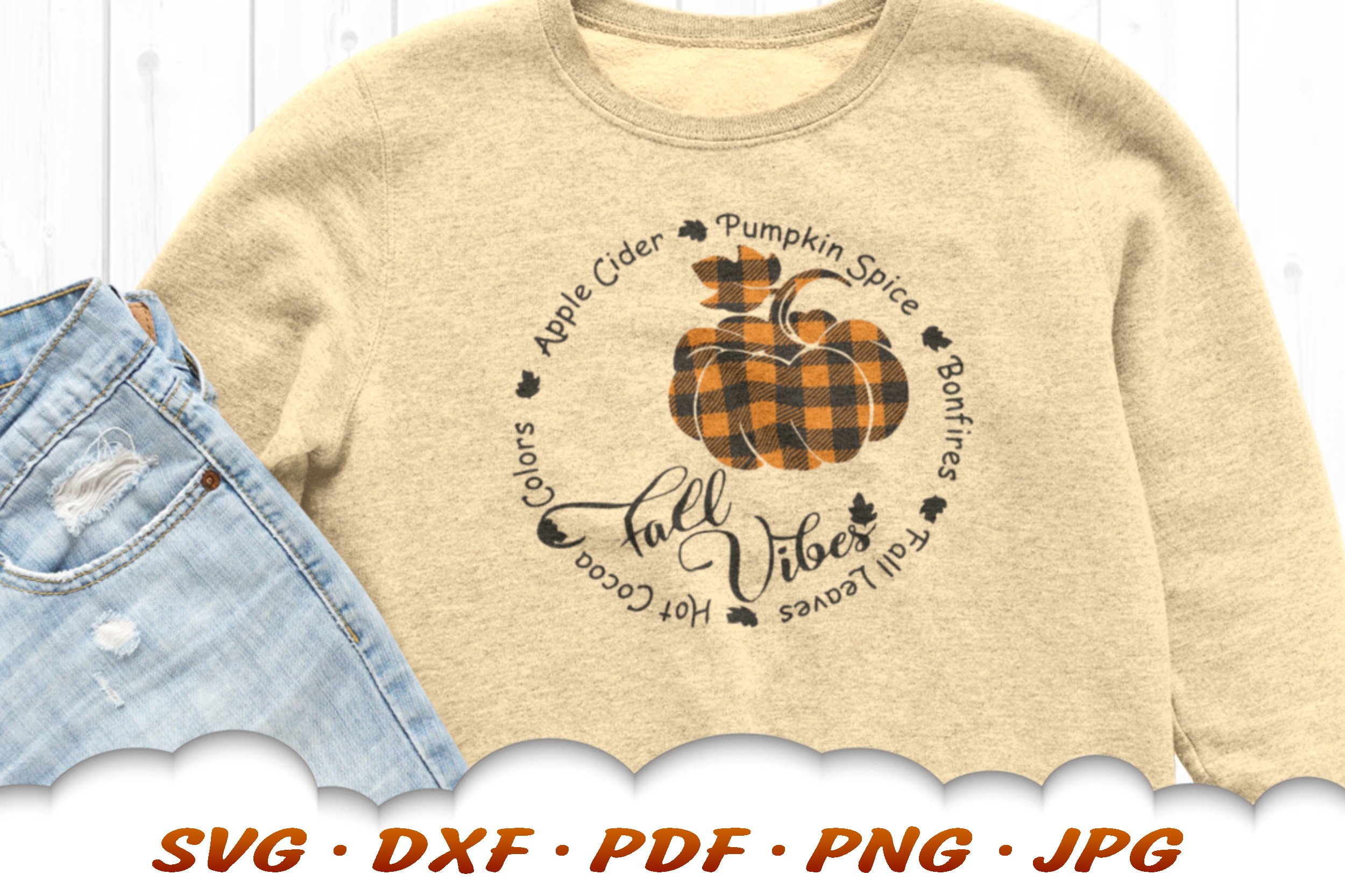 Fall Vibes Plaid Pumpkin SVG DXF Cut Files