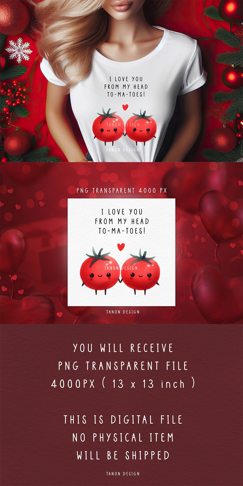 Cute Valentine Card, PNG Sublimation I love you from my head