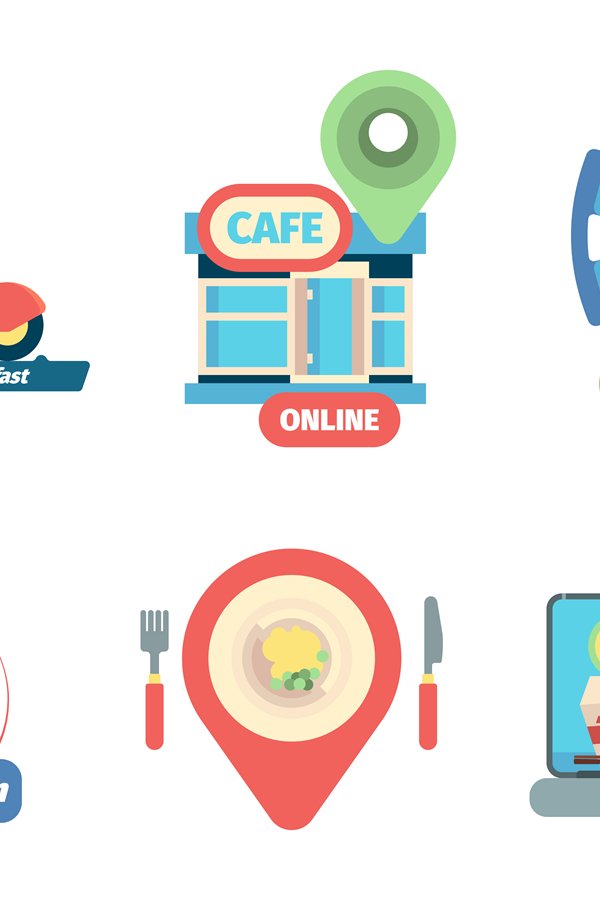 Ordering food icon. Business delivery from restaurant callin