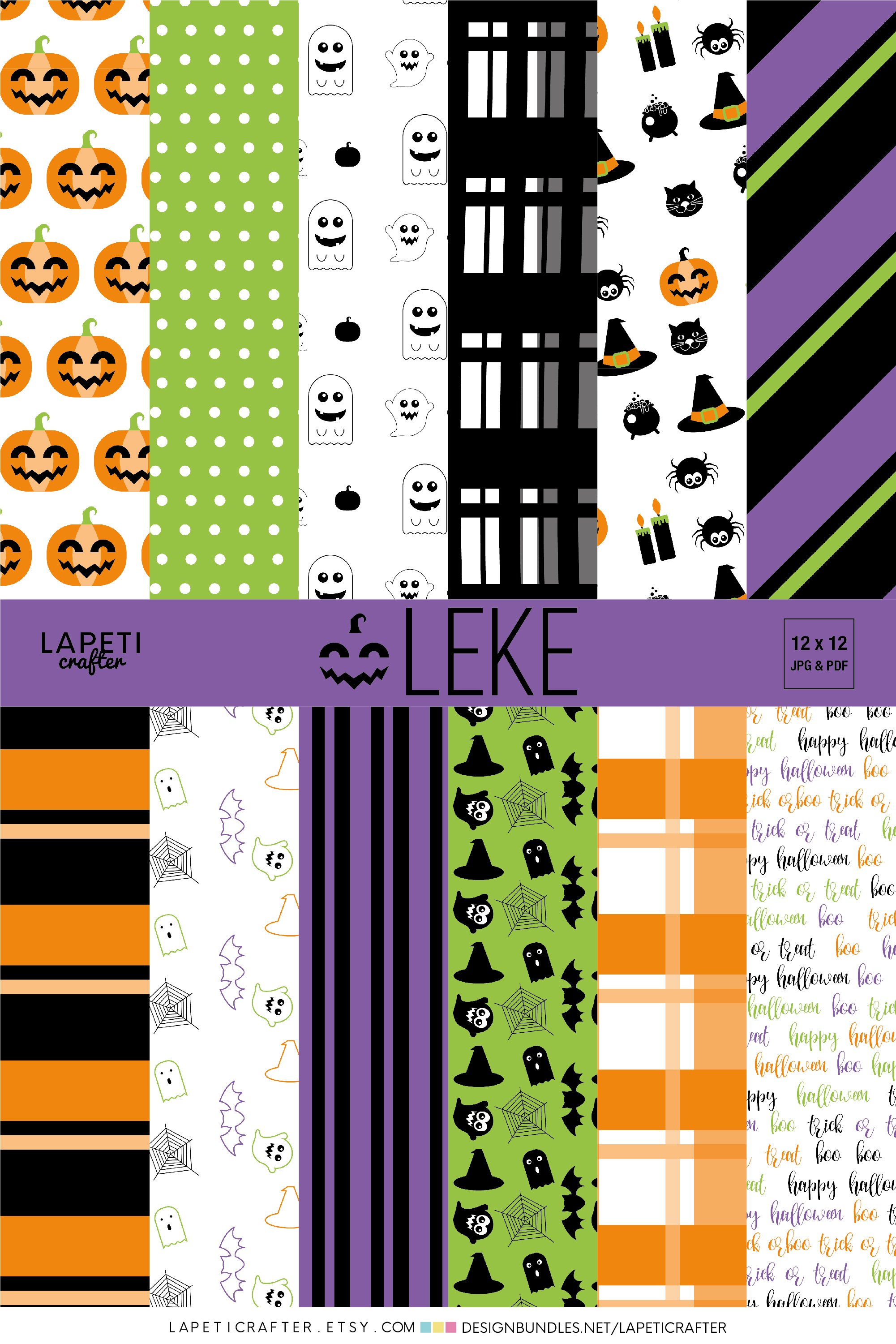 Halloween Digital Paper | 12 printable patterns