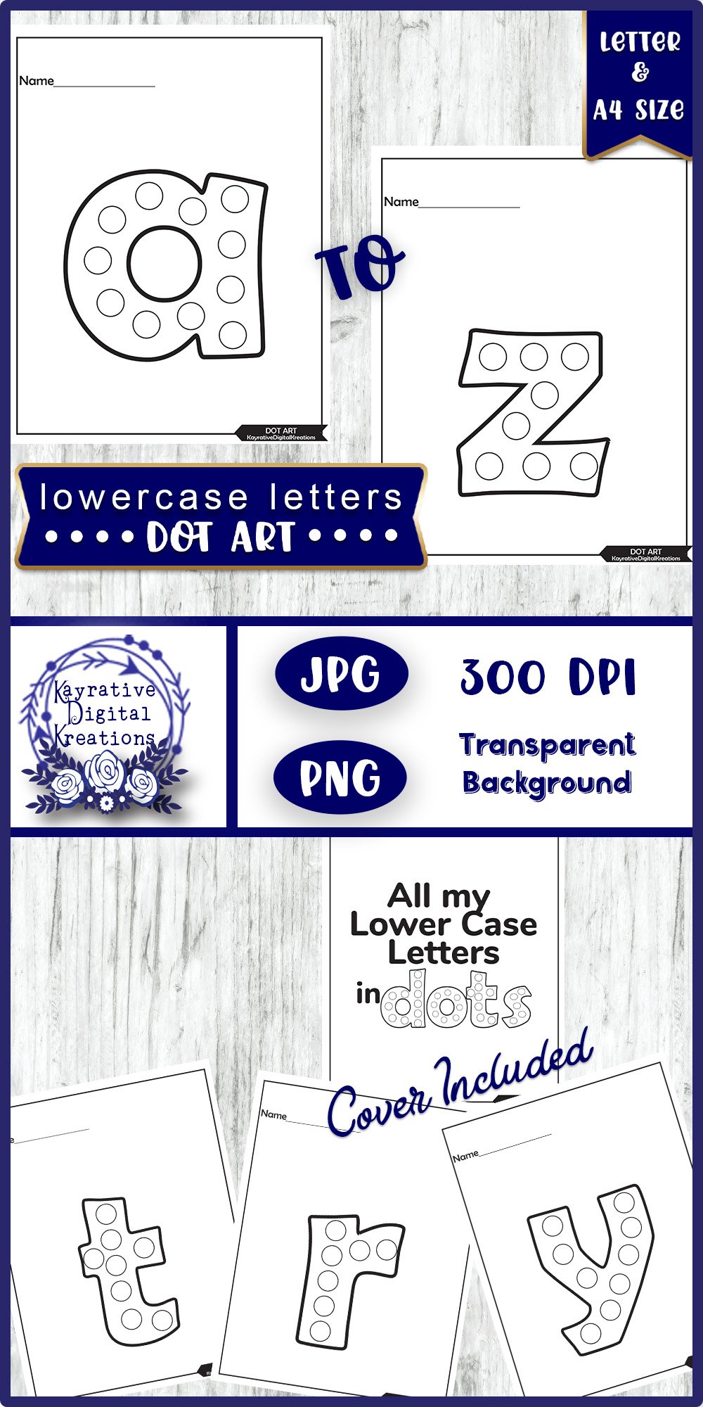 Lowercase Letter Alphabet Dot Art Printable for kids