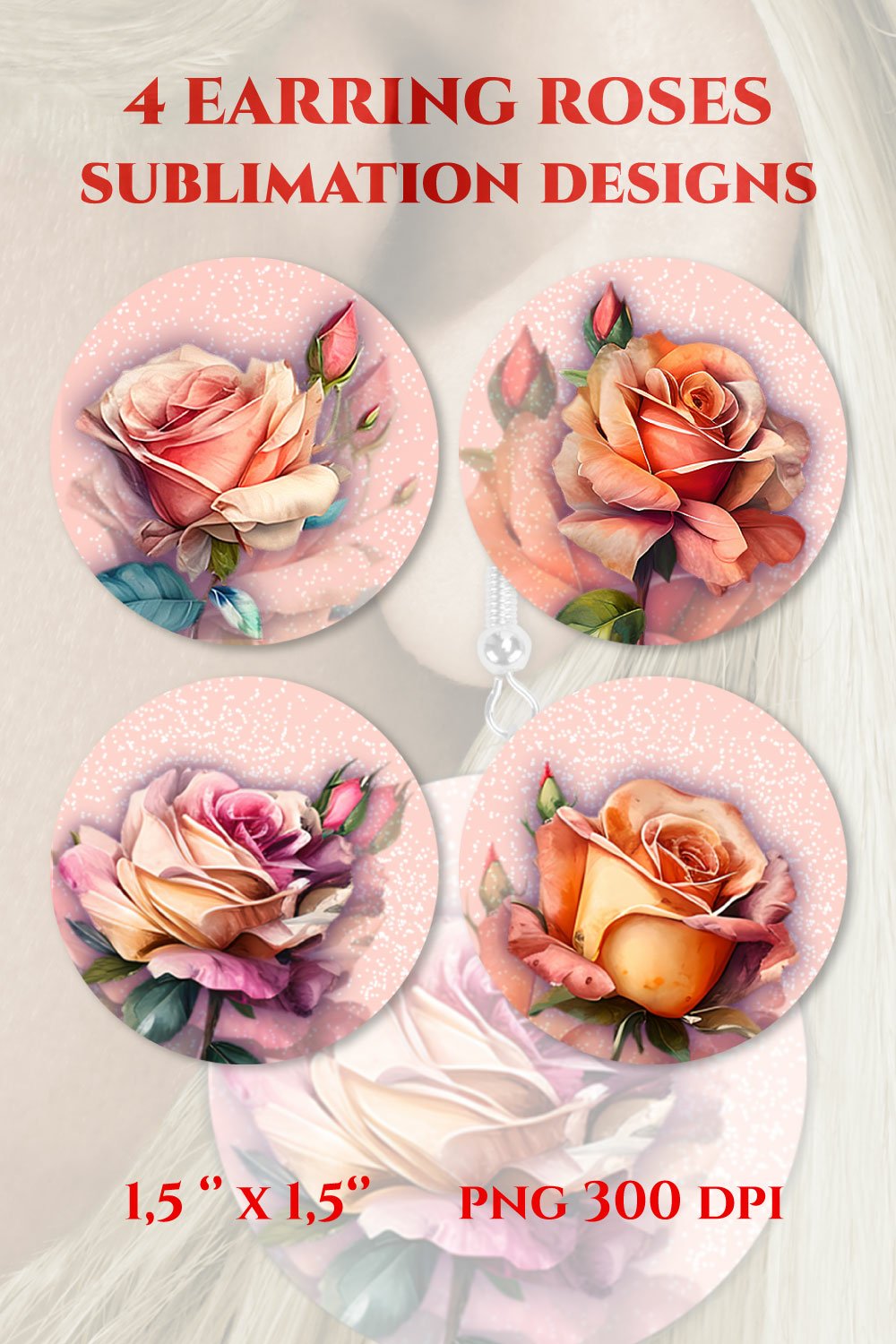 Earring sublimation designs with roses