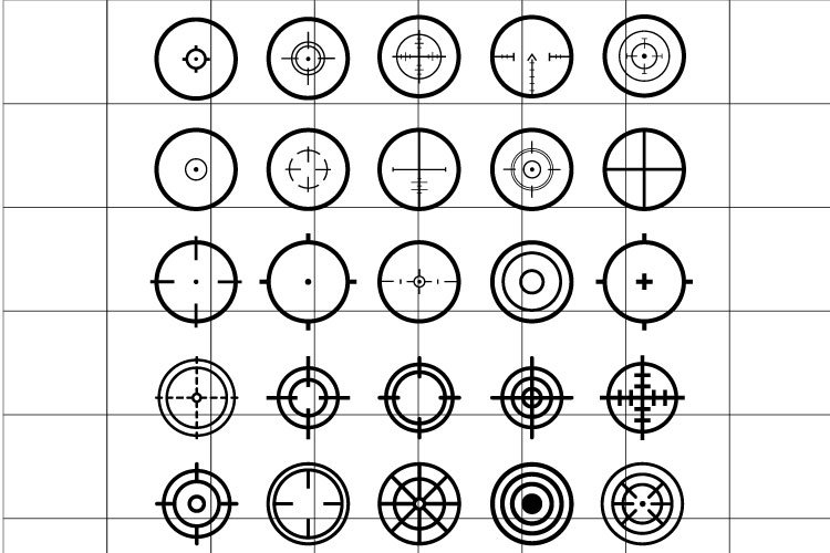 Aim or target icons vector set. Gun symbol (729129)