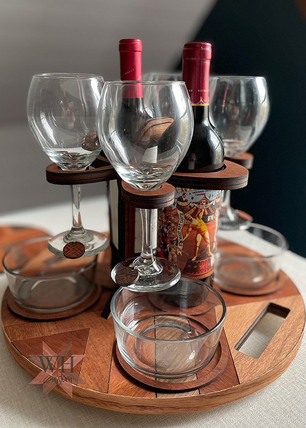 Wine Butler with trivet and wine charms laser cut file