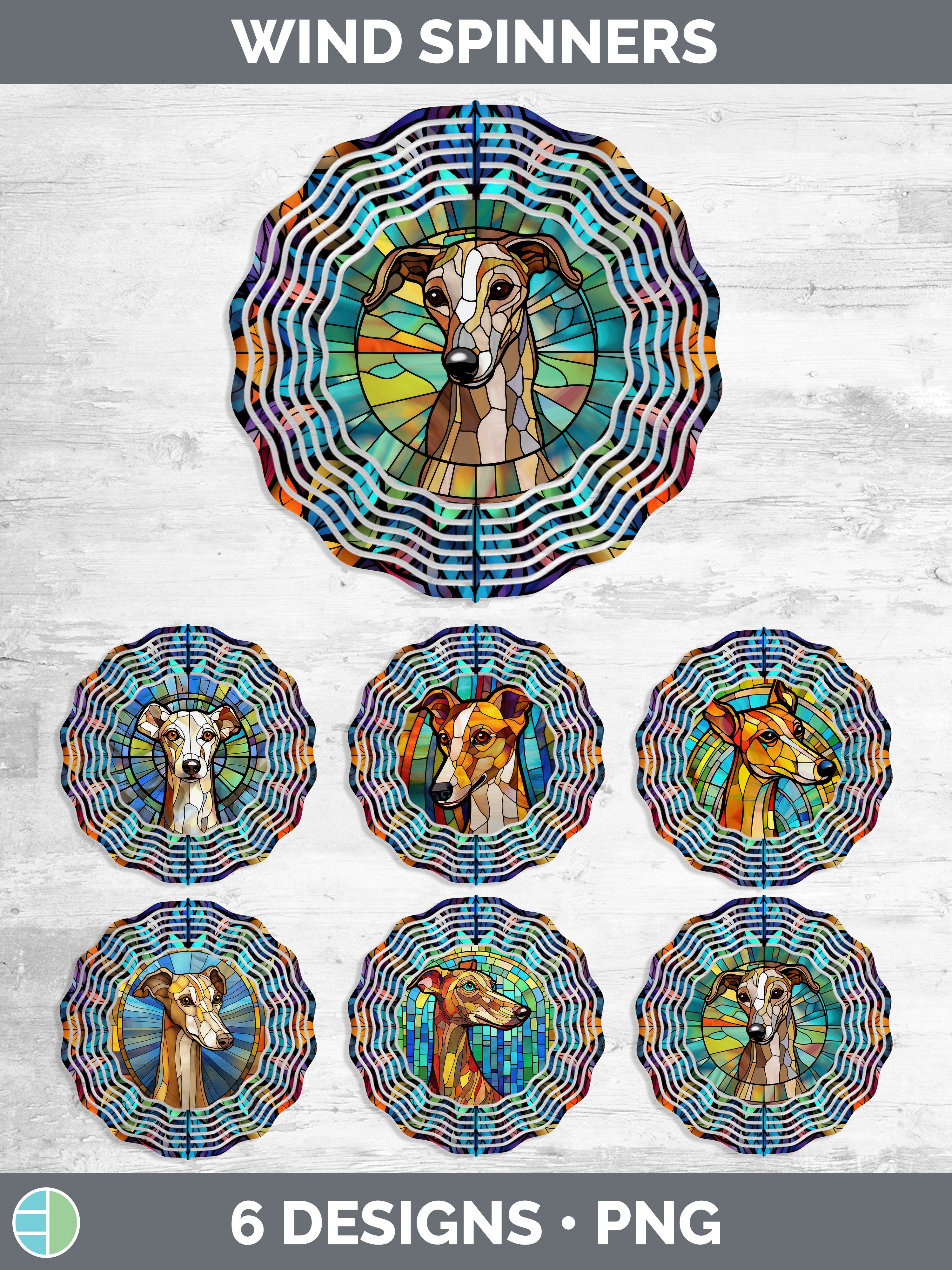 Stained Glass Greyhound Dog Wind Spinner | Sublimation Spinn