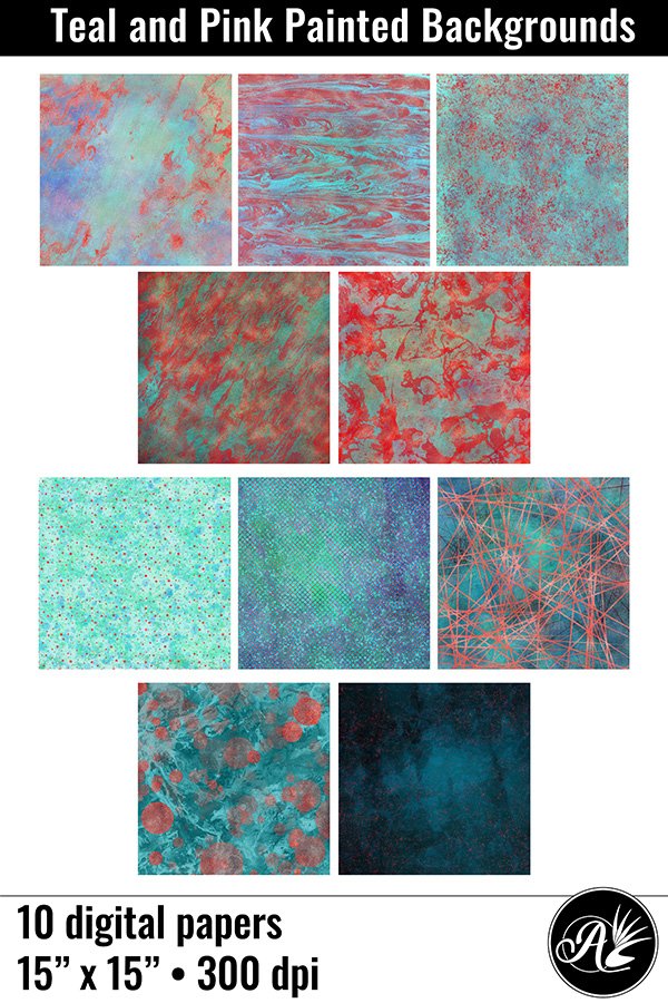 Teal and pink painted backgrounds