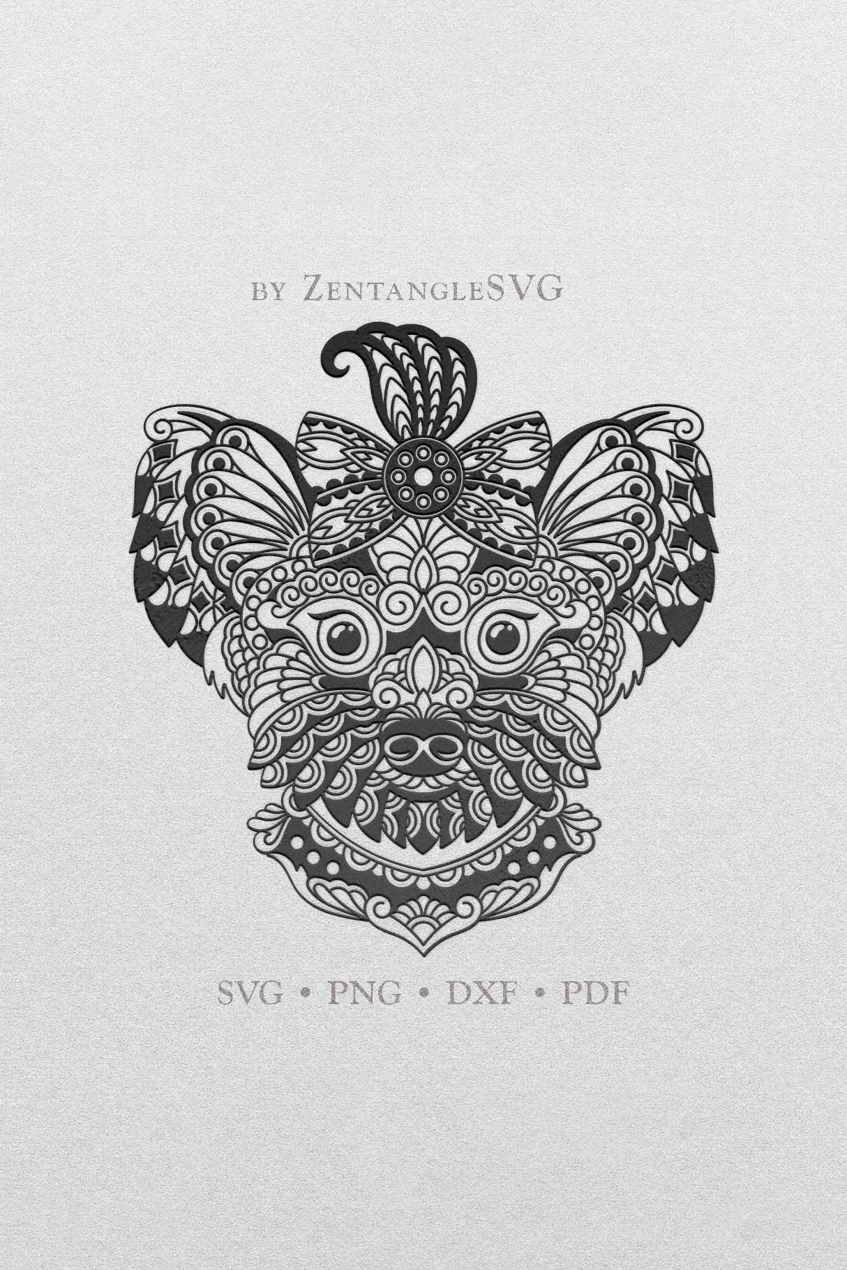 Yorkie SVG, Dog Breed, Dog Face SVG, Animal Mandala Dog
