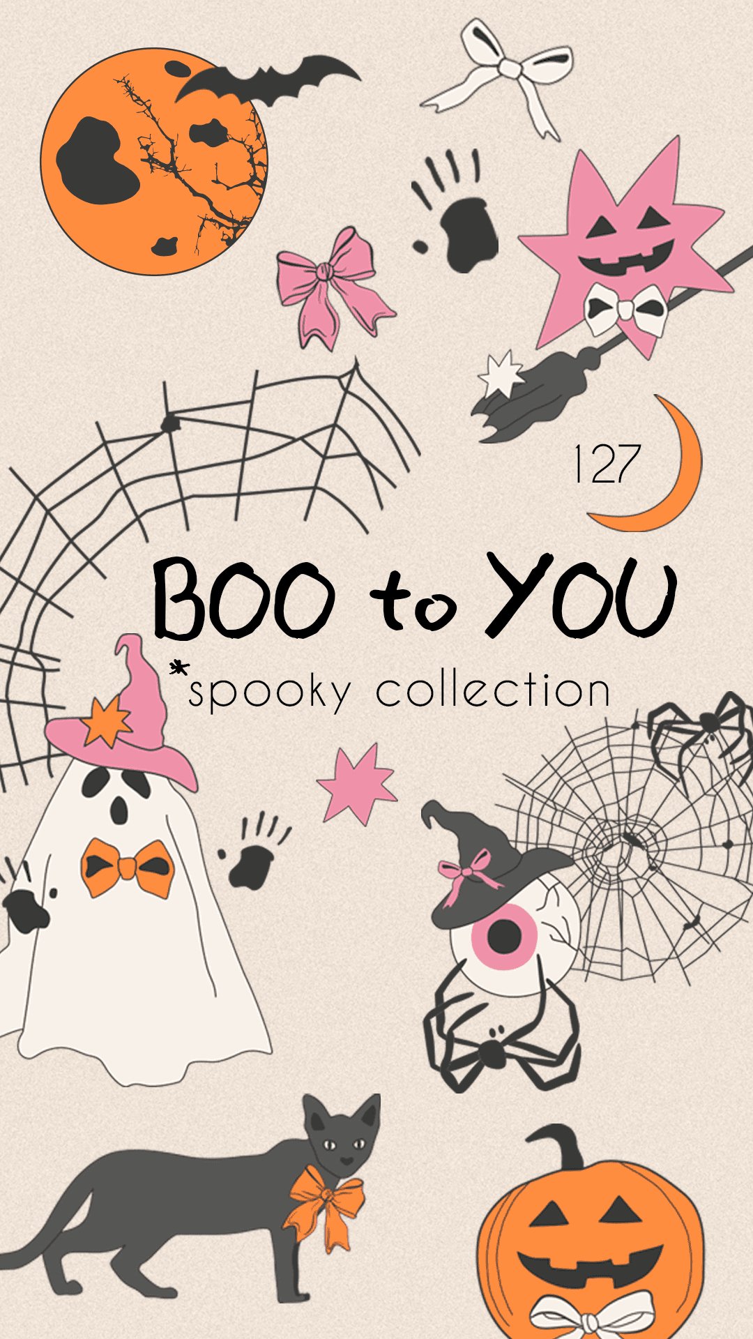 Happy Halloween cute printable cards. Vector kids design