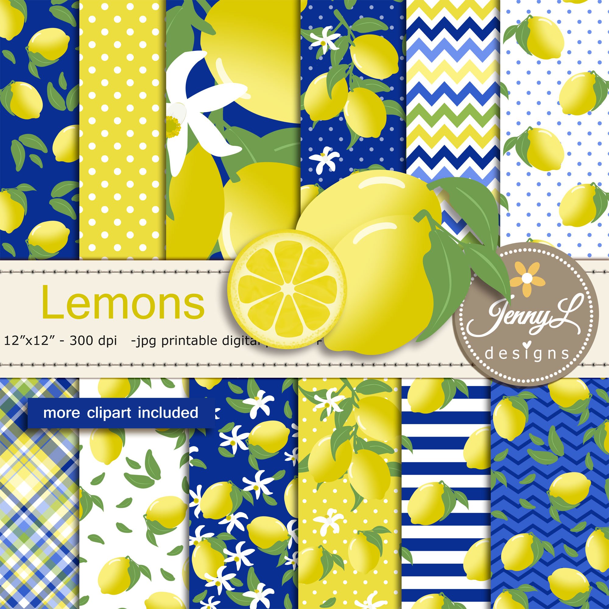 Lemon Digital Paper and Clipart