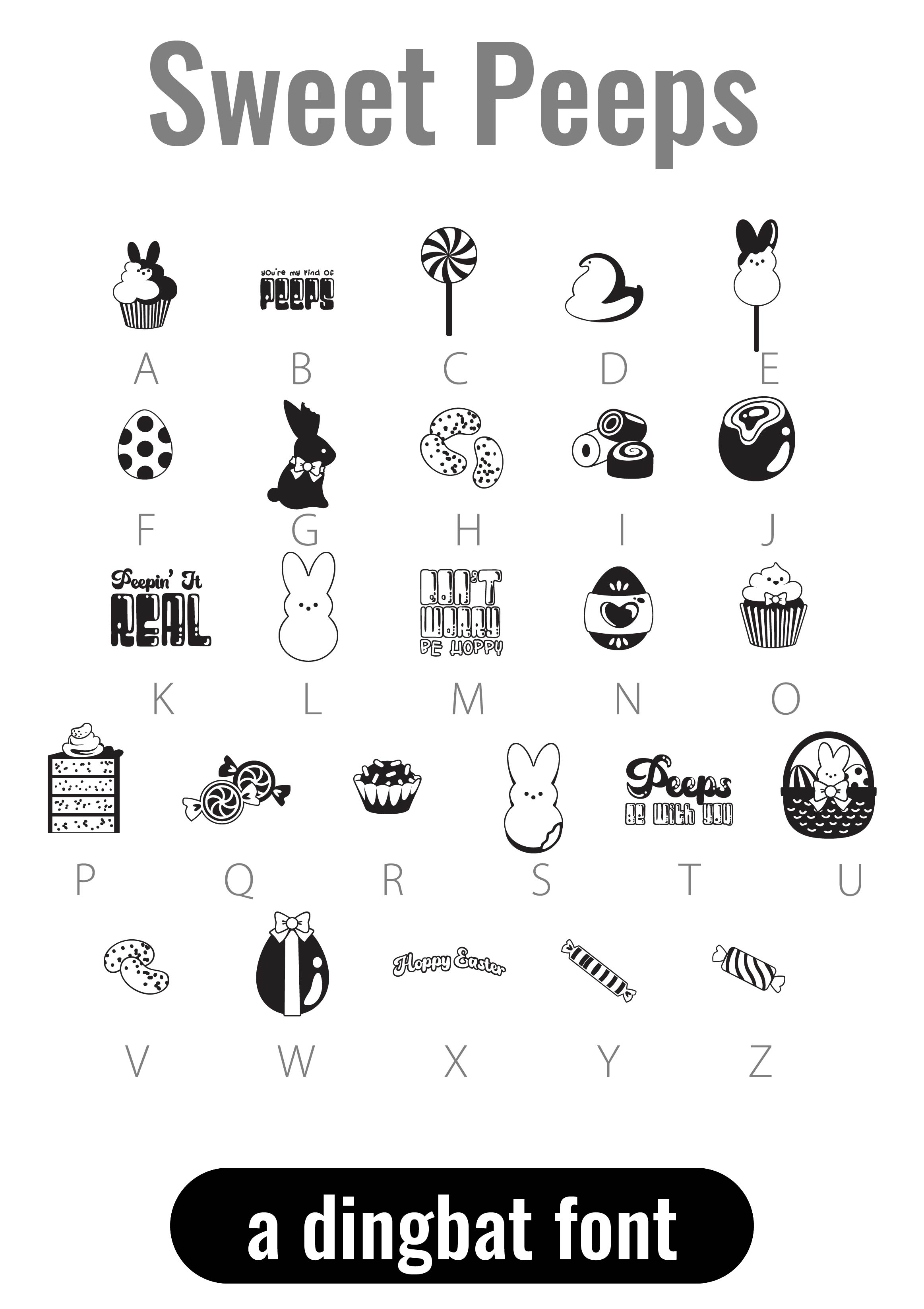 Two Easter Dingbat Fonts with 52 creative images