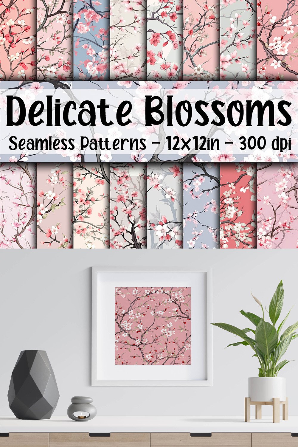 Seamless Cherry Blossoms Digital Paper