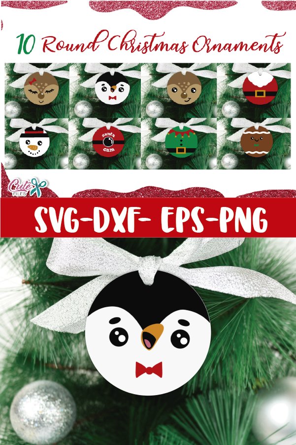 Round Christmas Ornament svg bundle cut file