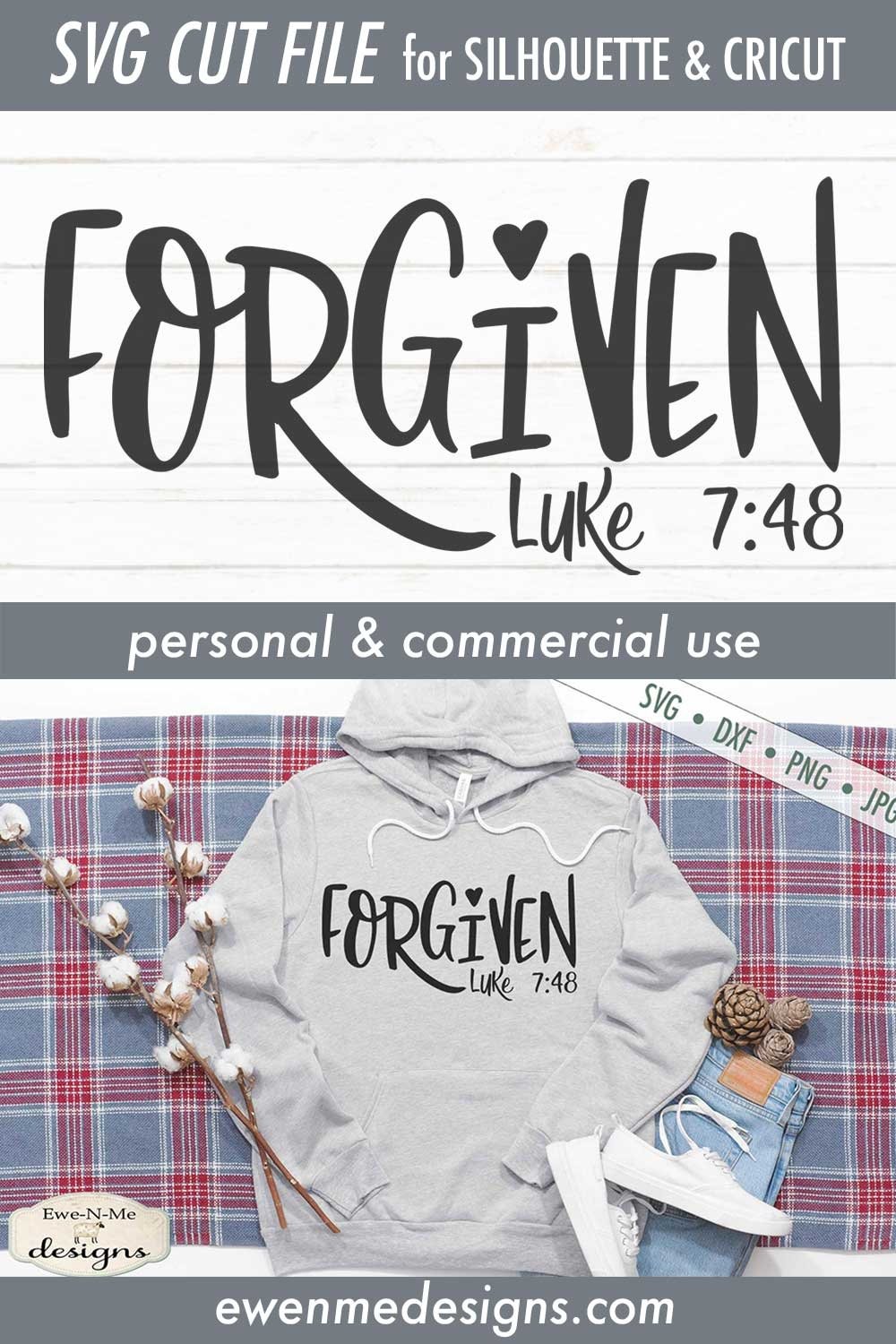 Forgiven | Luke 7-48 | Faith Christian Bible Verse SVG