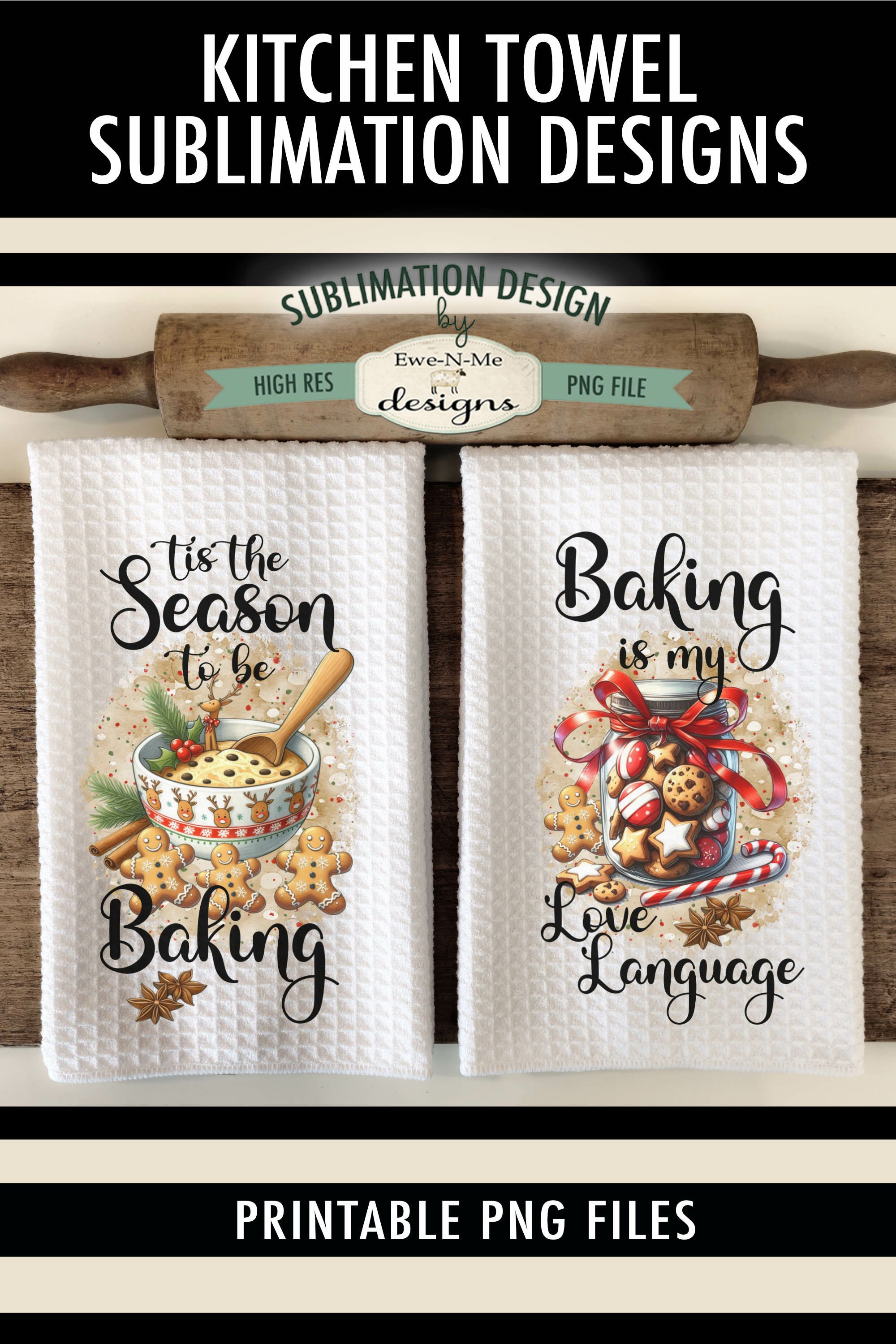 Christmas Baking Kitchen Towel Sublimation Designs