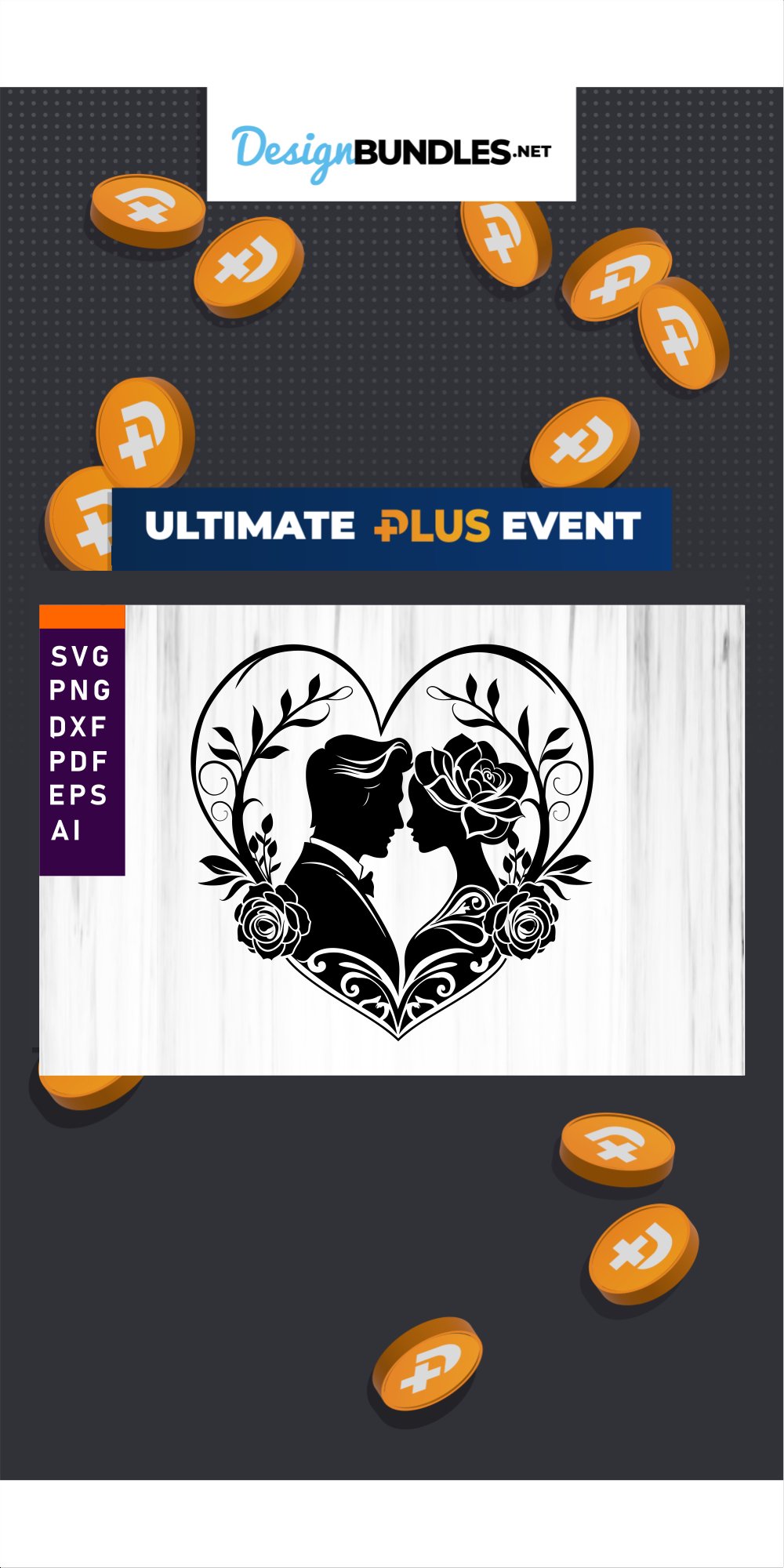 wedding Couple Monogram SVG | Wedding Silhouette SVG Files