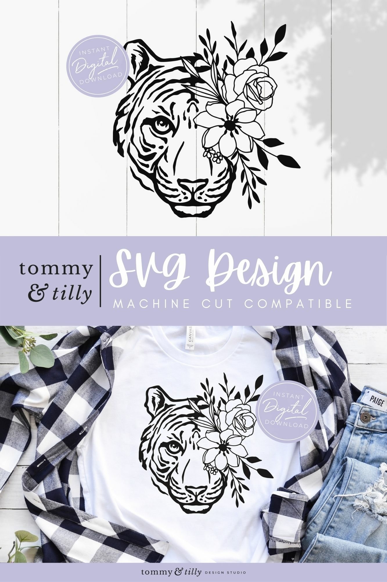 Flower Tiger No.2 SVG Cut File for Cricut and Silhouette