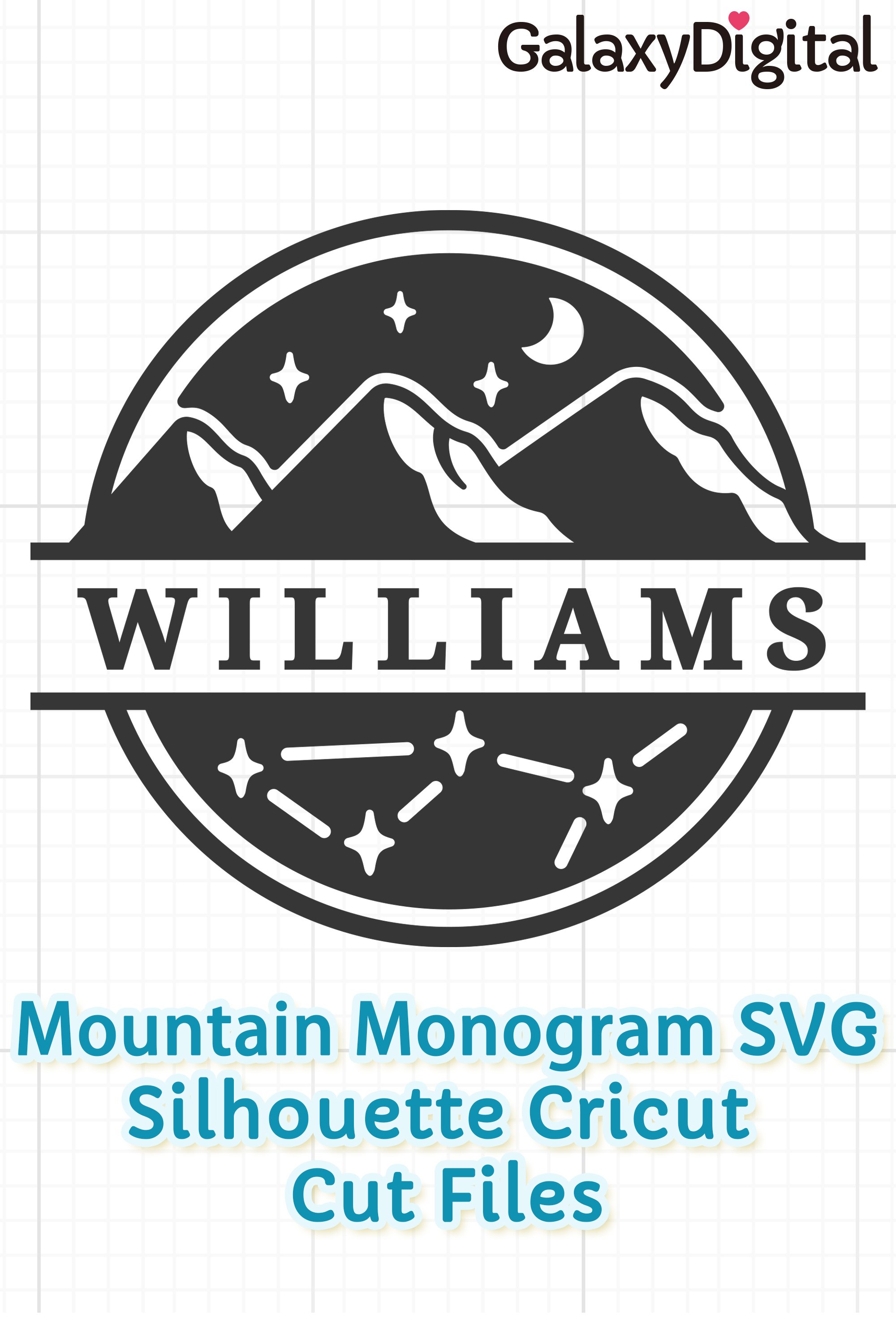 Mountain Monogram SVG, Split Mountain SVG