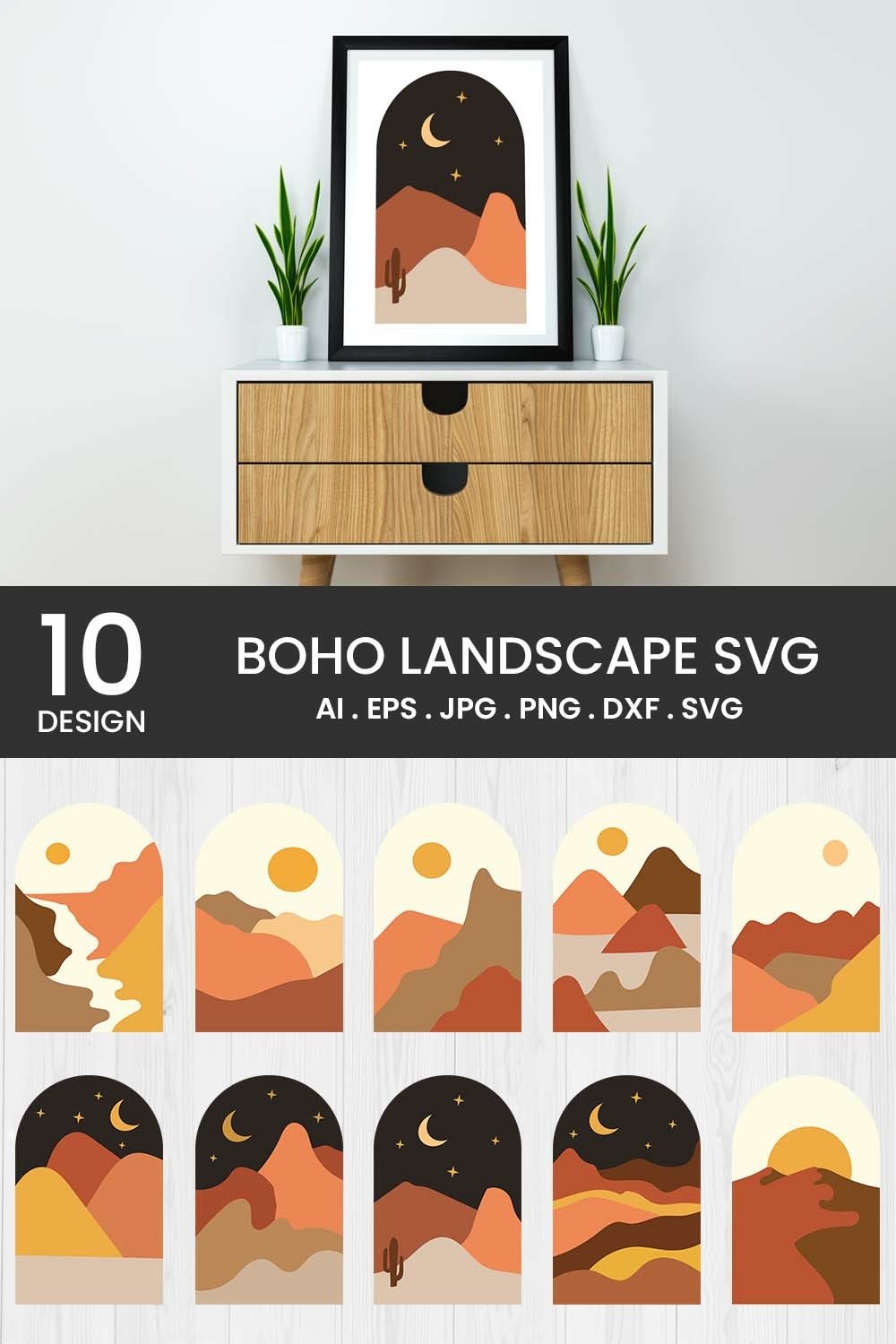 Boho Landscape Svg with 10 Variations