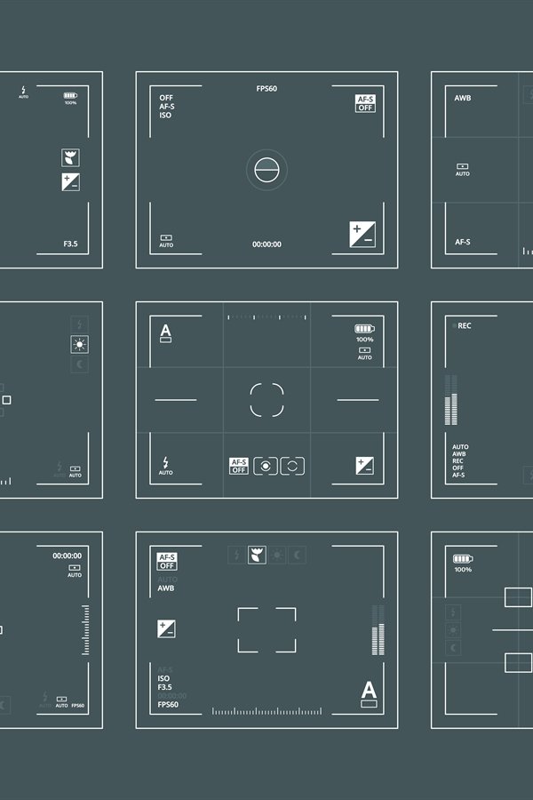 Viewfinder interface. Digital filing dslr cameras frames len