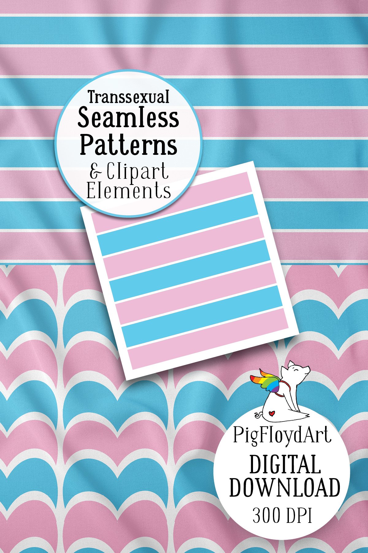 Transsexual Seamless Pattern, LGBT Seamless Pattern, Rainbow