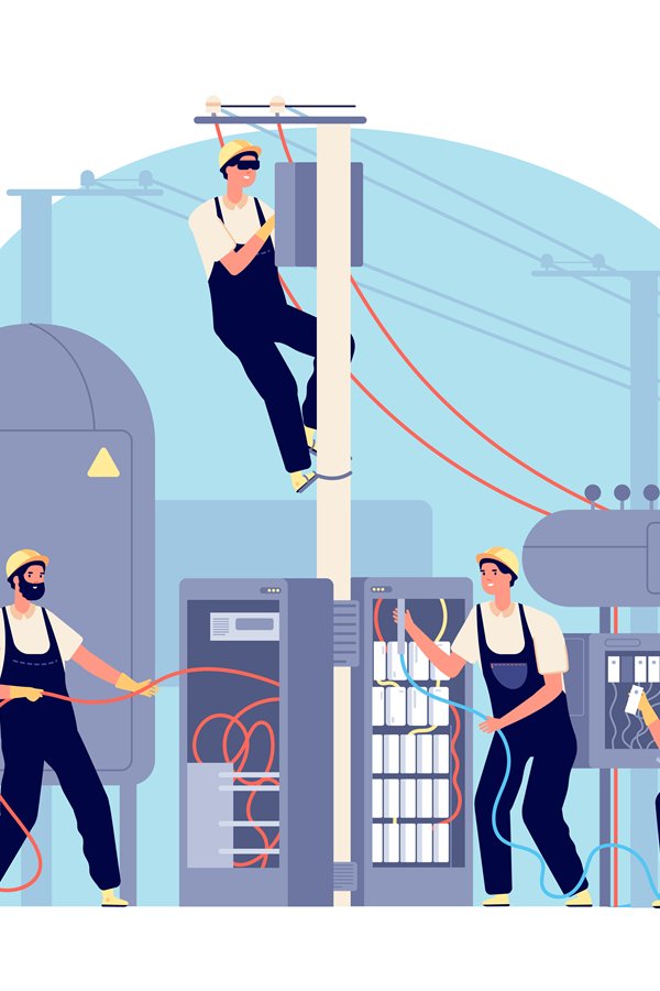 Electricity energy maintenance. Technician electric work, ge