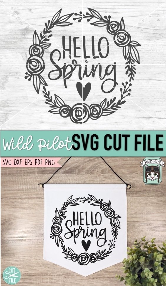 Hello Spring Sign SVG Cut File, Hello Spring Sign SVG File