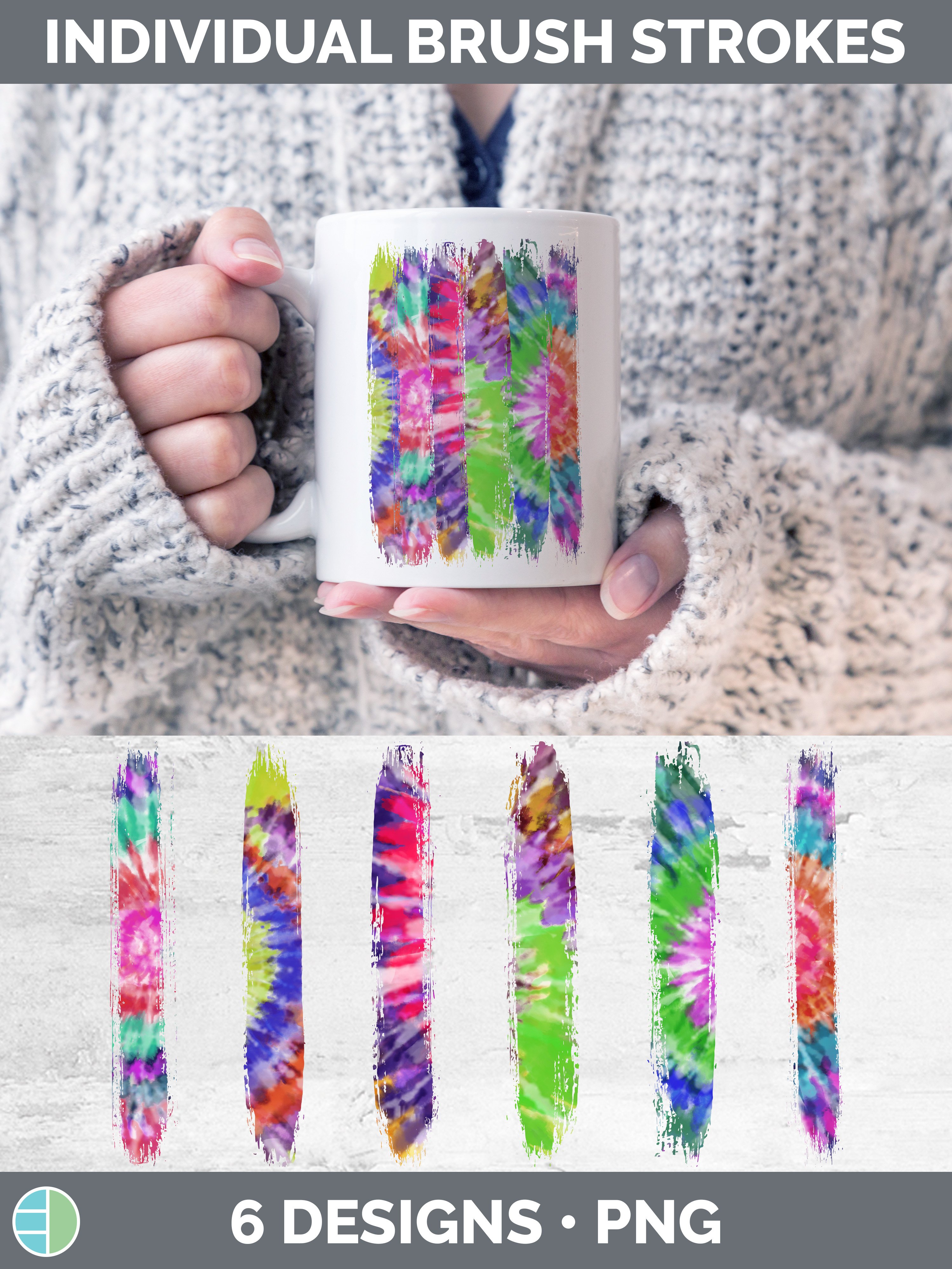 Tie Dye Brush Strokes PNG | Sublimation Designs