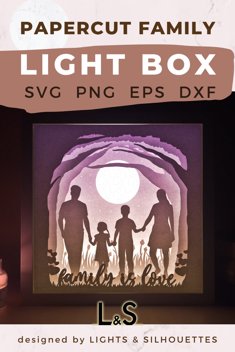Layered Family Cut File | 3D Shadow Box Template