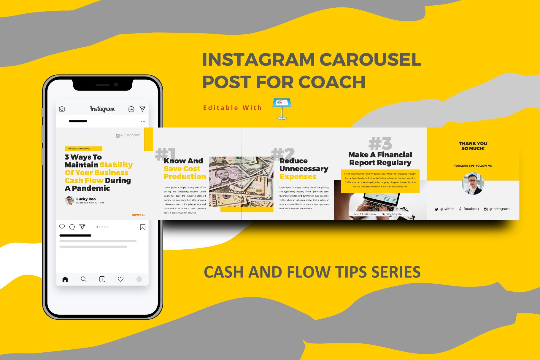 Money management keynote instagram carousel template
