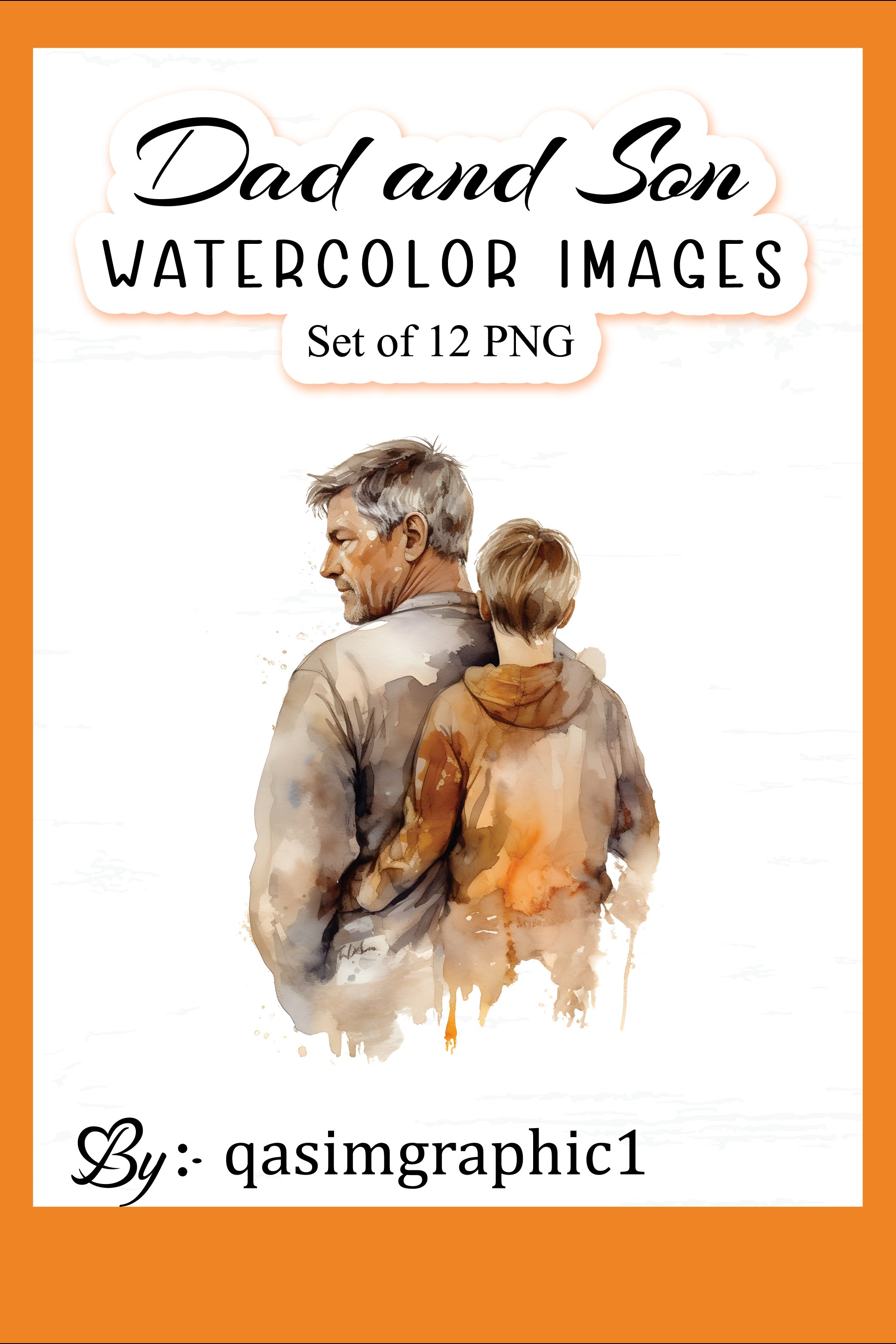 12 PNG Watercolor Father's Day Clipart, Sublimation files
