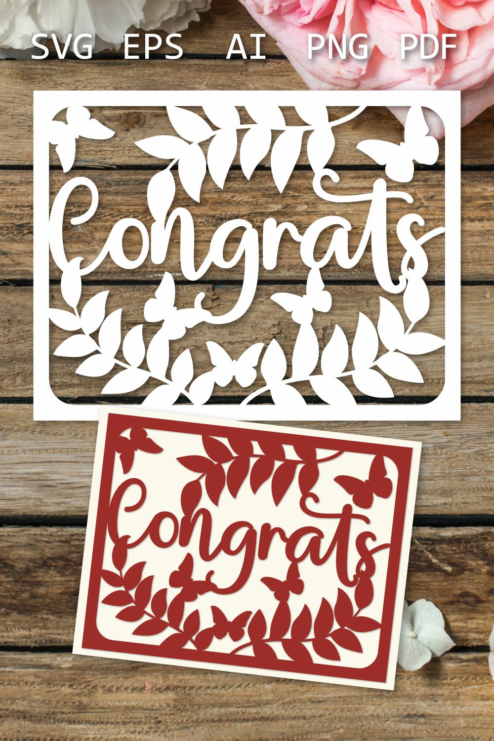 Congrats paper cutting template, Congratulations card SVG