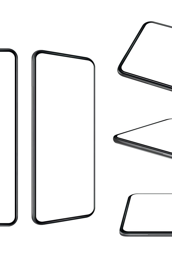 Realistic smartphones. 3d blank templates of digital communi