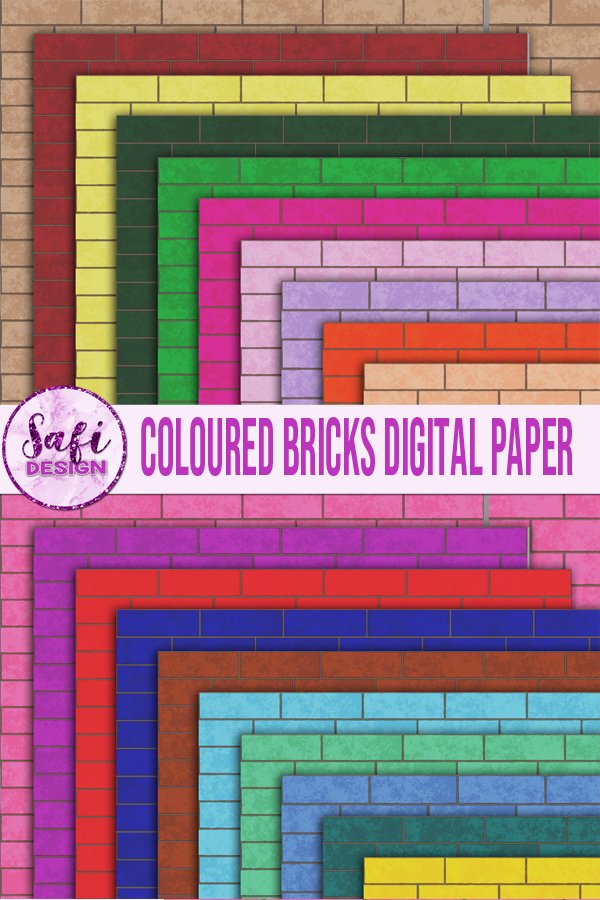 Coloured Brick Digital Paper Backgrounds