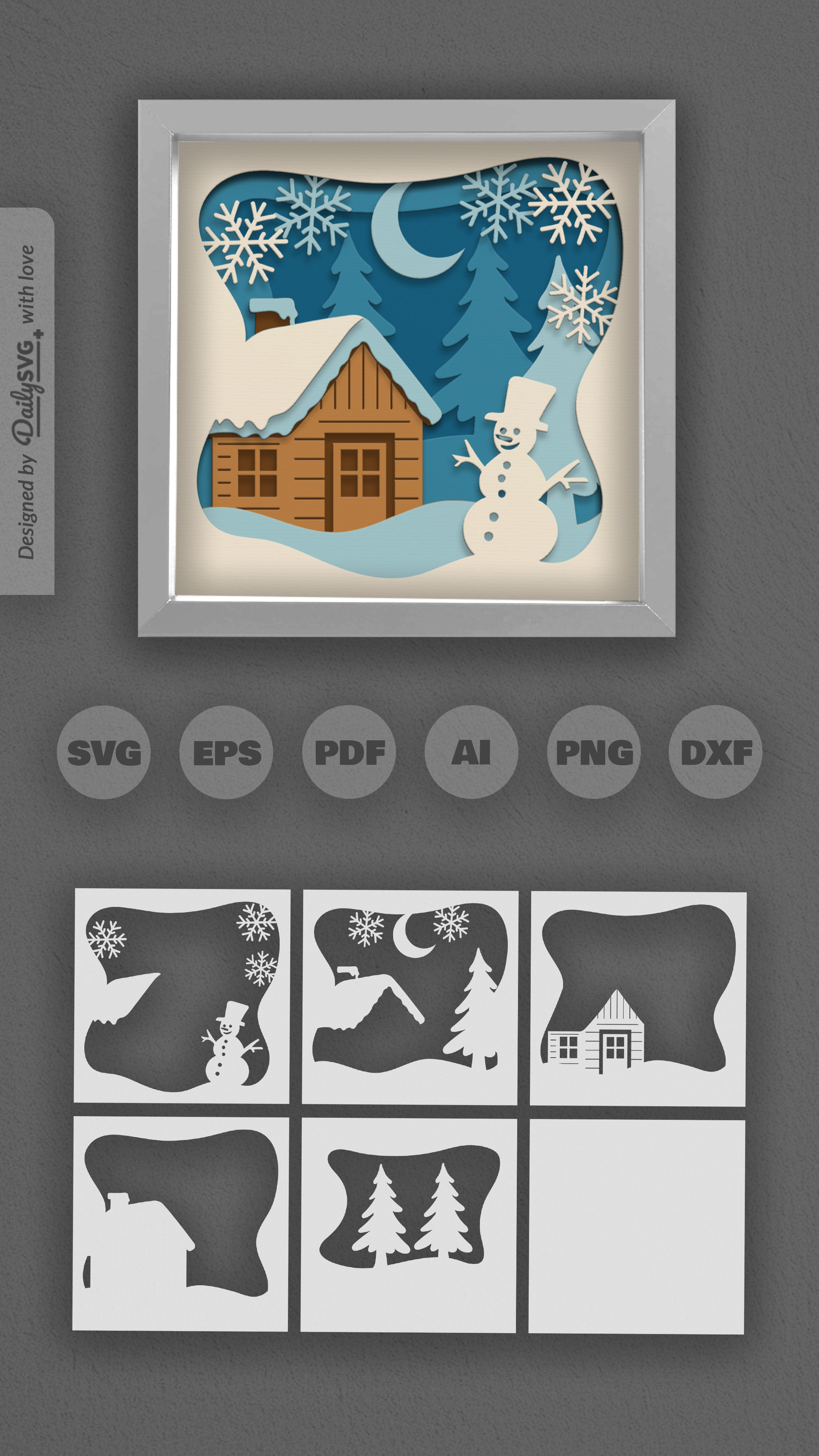 Christmas Winter House Layered Papercut (6184474)