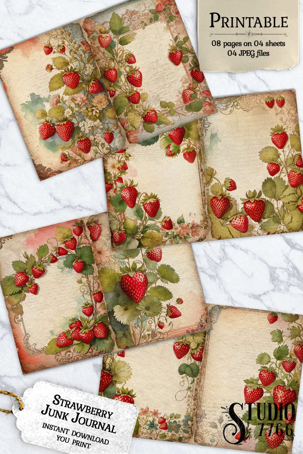 Strawberry Junk Journal Pages (3331859)