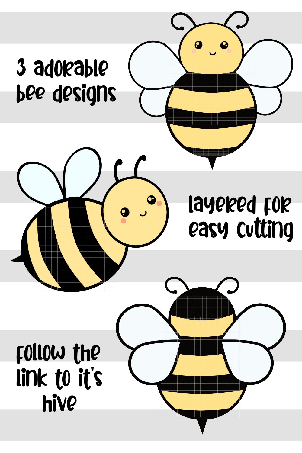 Bee SVG, Kawaii Bee Cut File, PNG, JPG (1138283)