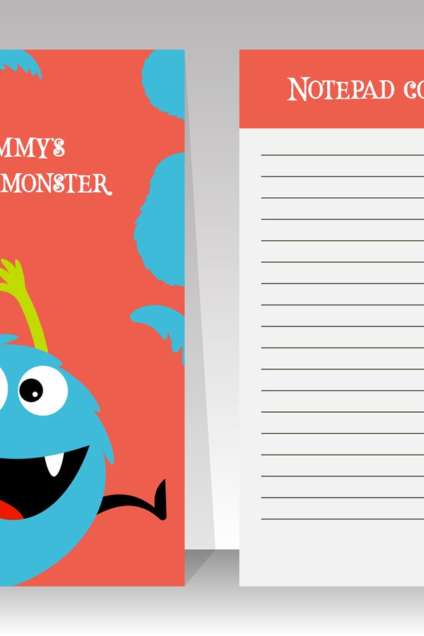 Cute blue monster note book template