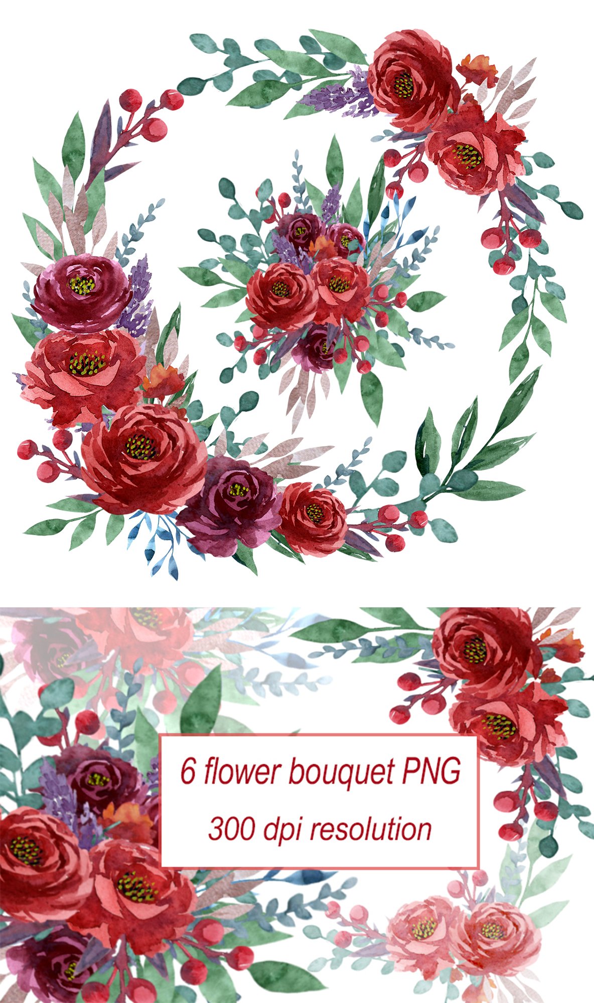 watercolor red roses ,marsala roses PNG (1252068)