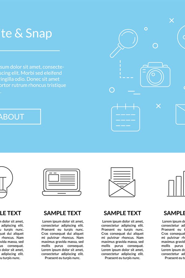 Vector line blog icons landing page template (871678)