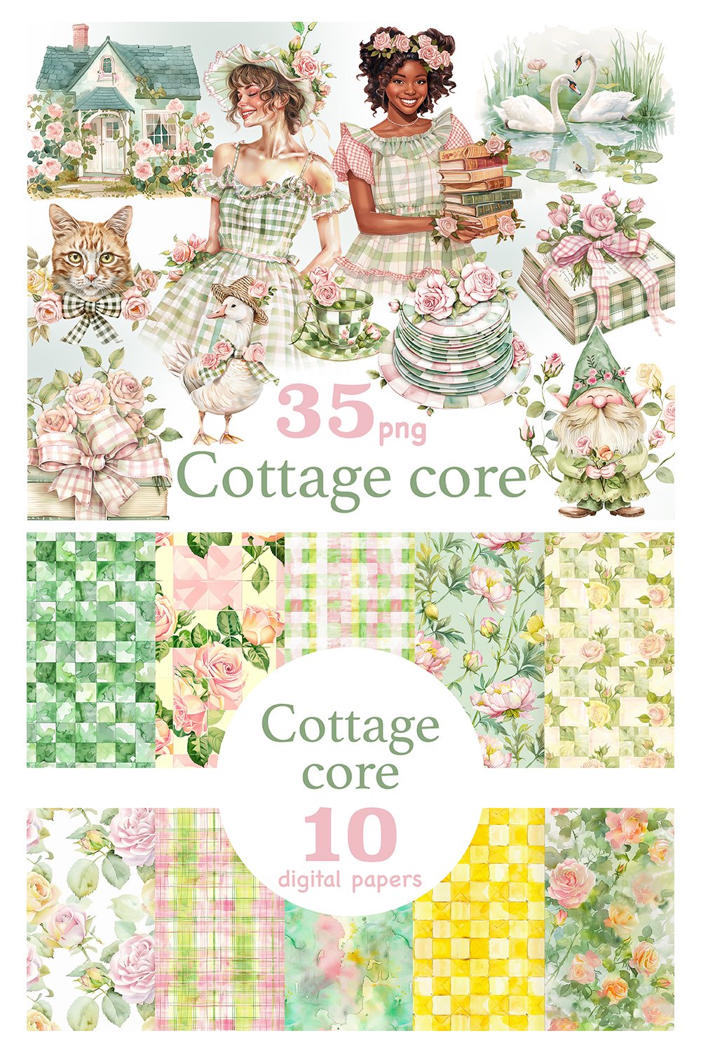 Cottage Core Clipart Bundle | Farmhouse PNG Set