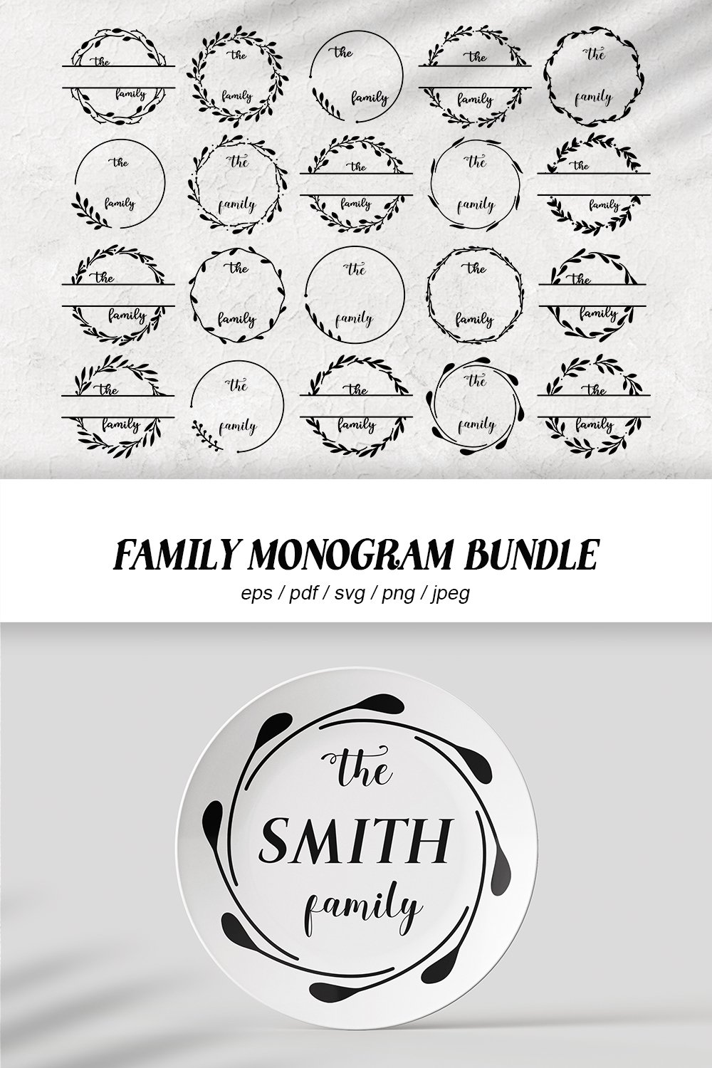 Family monogram bundle. Round signs collection (1829155)