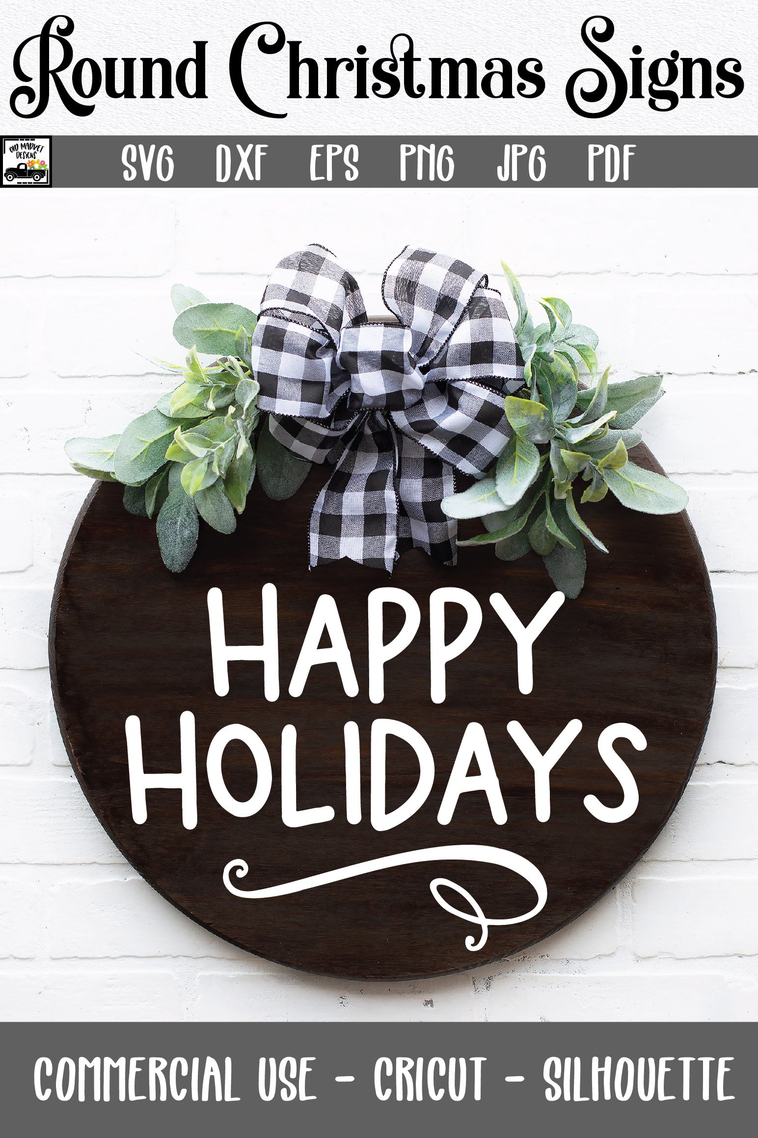 Happy Holidays SVG File | Round Christmas Sign SVG File