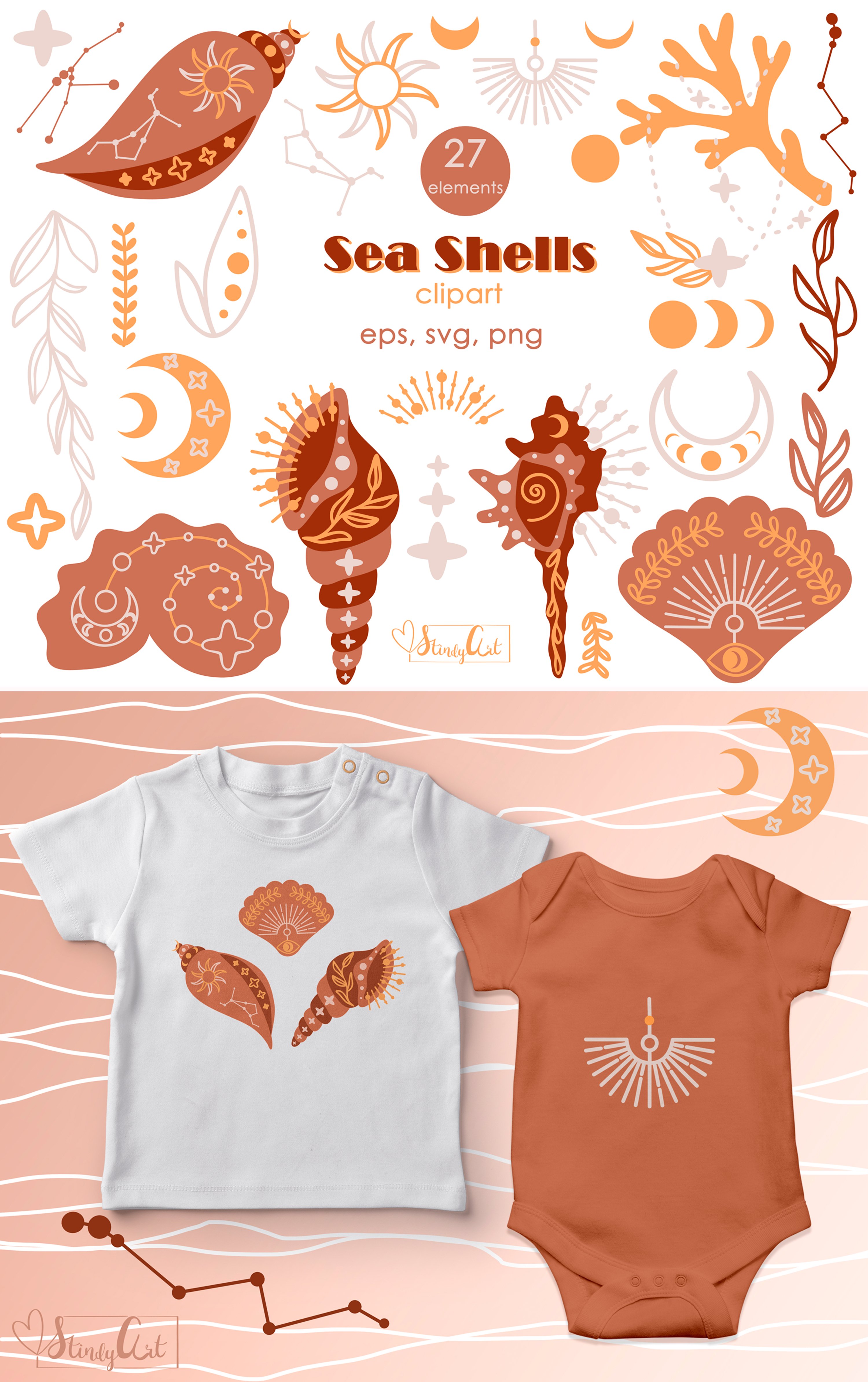 Seashells clipart - SVG/PNG files for cricut and sublimation